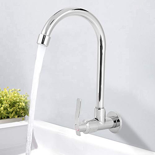 Kitchen Faucet Single Cold Water Tap Wall Mounted G1/2in Thread Faucet for Household Kitchen