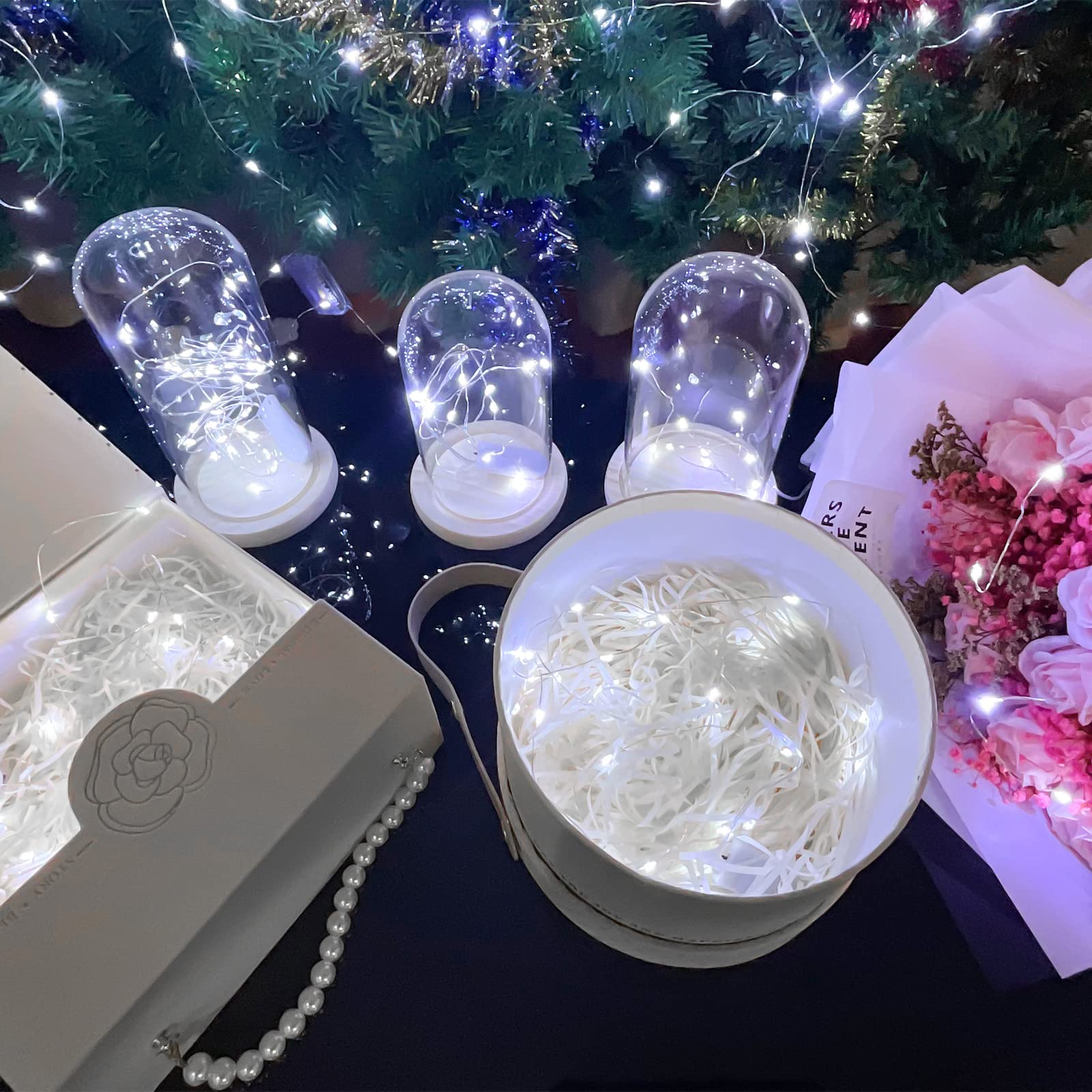 Etinga 10 Pack Fairy Lights Battery Operated String Lights, 10 LED on 3.3ft Silvery Copper Wire,for Flowers Gift Box Wedding Party Christmas Decoration (10 Pack, Cool white)
