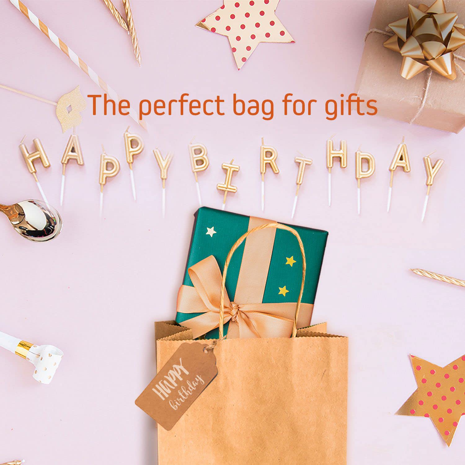 Elegant Supply Solid Print Holiday Gift Twisted Handles Kraft Paper Bags in Bulk, Multipurpose use, Suitable for Every Occasion, 8 X 4.25 X 10.5, White