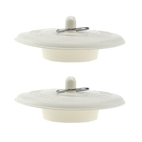 Faotup 2Pcs Rubber Sink Drain Stoppers White Drain Stoppers Universal Bathtub Stoppers with Pull Ring for Bathroom, 1-1/2 Inch
