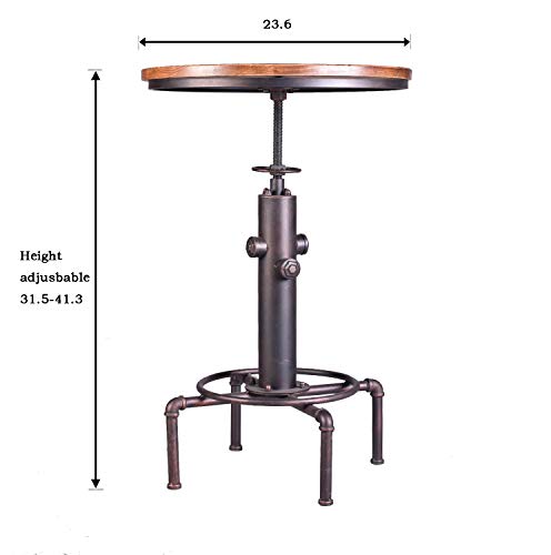 Topower American Antique Vintage Industrial bar Stool and Table Set Cafe Coffee Industrial Bar Bistro Set of 2