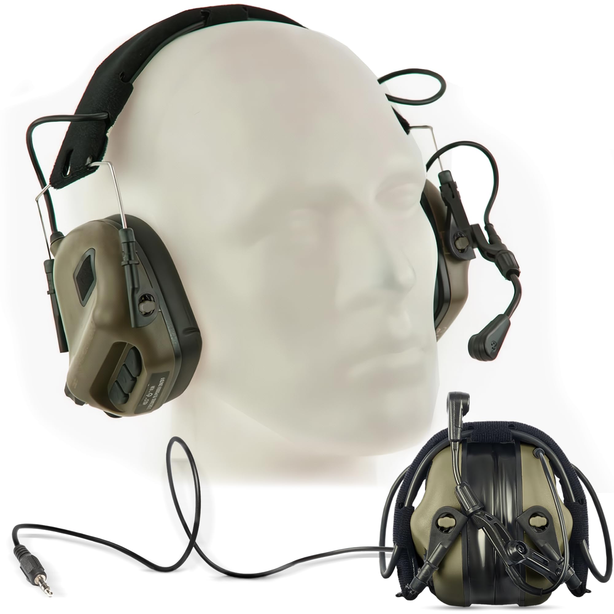 EARMOR M32 Tactical Headset Hunting & Shooting Earmuffs with Microphone, Sound Amplification, Nato TP120 Jacket, Green