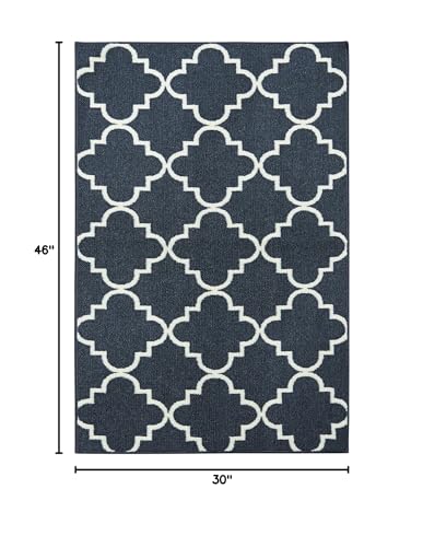 Mohawk Home Soho Fancy Trellis Geometric Lattice Printed Area Rug, 2 ft 6 in x 3 ft 10 in, Navy