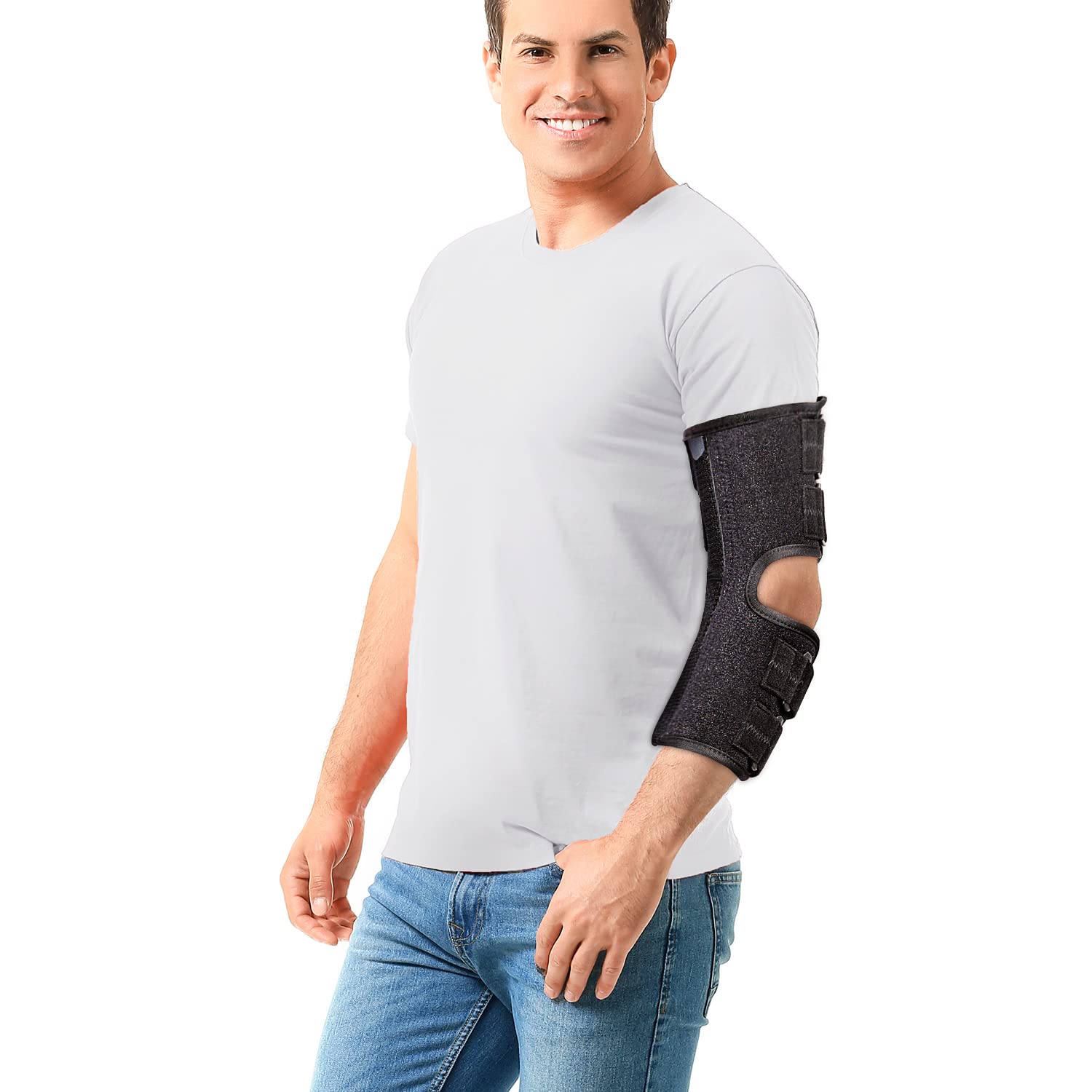 Elbow Brace Support Splint for Cubital Tunnel Syndrome and Arthritis Pain Relief , Adjustable Angle Stabilizer Brace ,Prevent Excessive Bending at night,Fits left and right Arms for Woman and Man- M