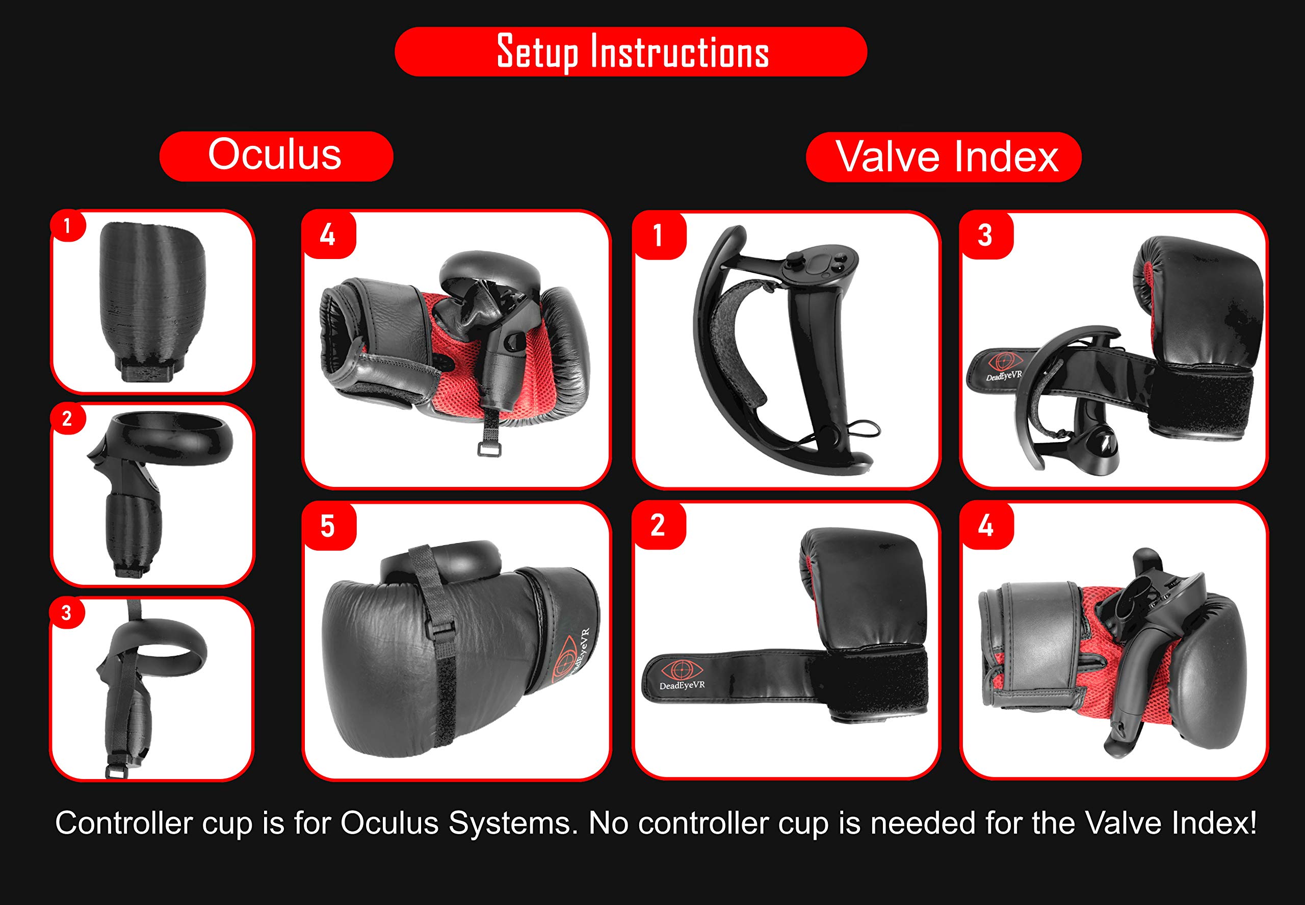 DeadEyeVR Ultimate Boxing Gloves - VR Boxing Mitts Controller Accessory for Thrill of The Fight FitXR BoxVR - Rift S, Oculus Quest 2, Index
