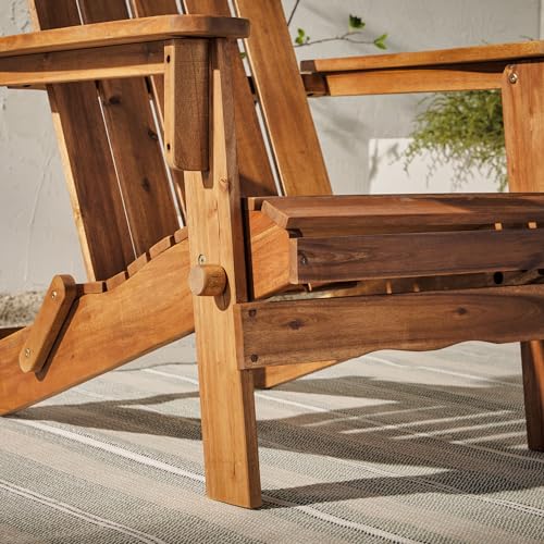 Walker Edison Outdoor Patio Wood Adirondack Foldable Chair All Weather Backyard Conversation Garden Poolside Balcony, Set of 1, Brown