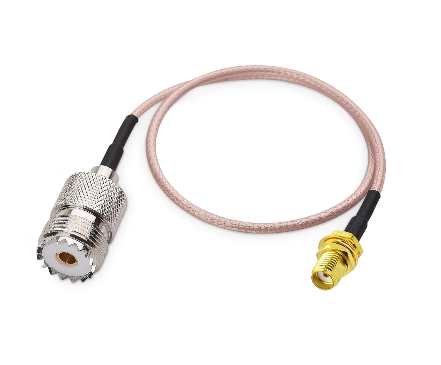 DHT Electronics Handheld Antenna Cable for Wouxun Baofeng Quasheng Linton - Adapter for UHF Base and Mobile Antennas - SMA Female to UHF SO-239 Female Connectors 6'' Pack of 2