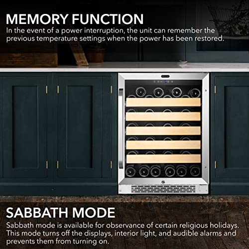 Whynter BWR-541STS 24" Built-in 54 Bottle Wine Refrigerator Cooler, Stainless Steel, One Size, Silver