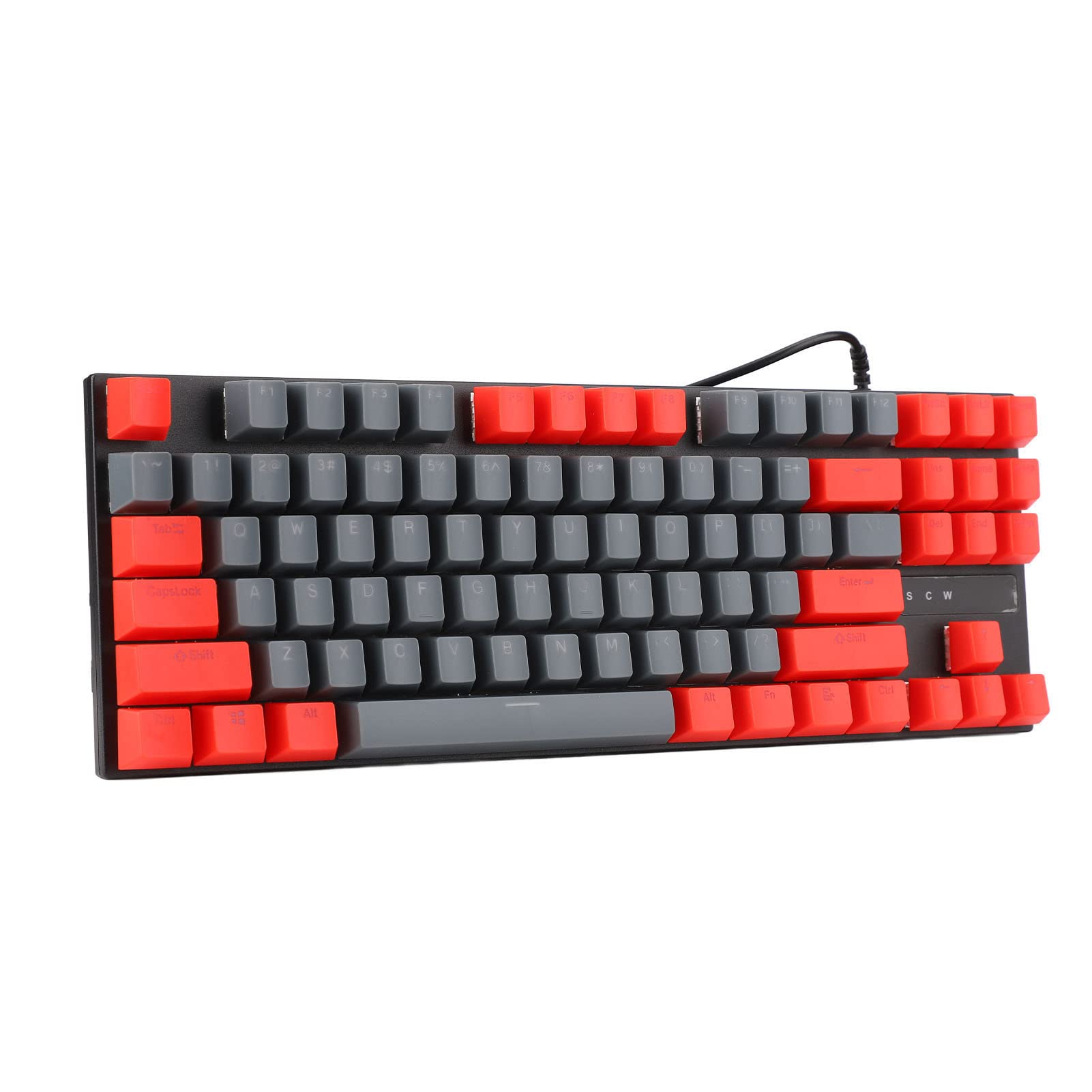 Mechanical Gaming Keyboard, Red Switch Mechanical Keyboard Red Switch USB Interface 87 Key Color Blocking 2 Color Injection Molding for Gaming (Gray and Red)