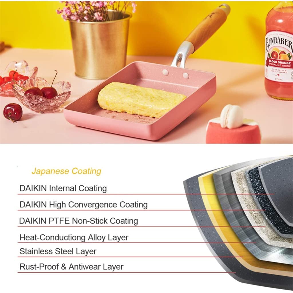 DHTDVD Kitchen Nonstick Frying Pot with Wooden Handle Omelet Saucepan Cooking Steak Pan Kitchenware Induction Frying Pan