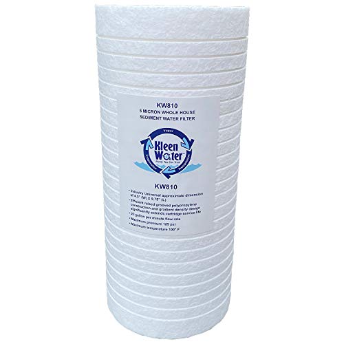 KleenWater KW810 Replacement Water Filter Cartridges, Compatible with Aqua-Pure AP810, 5 Micron Dirt Rust Sediment Whole House Filters, Set of 6