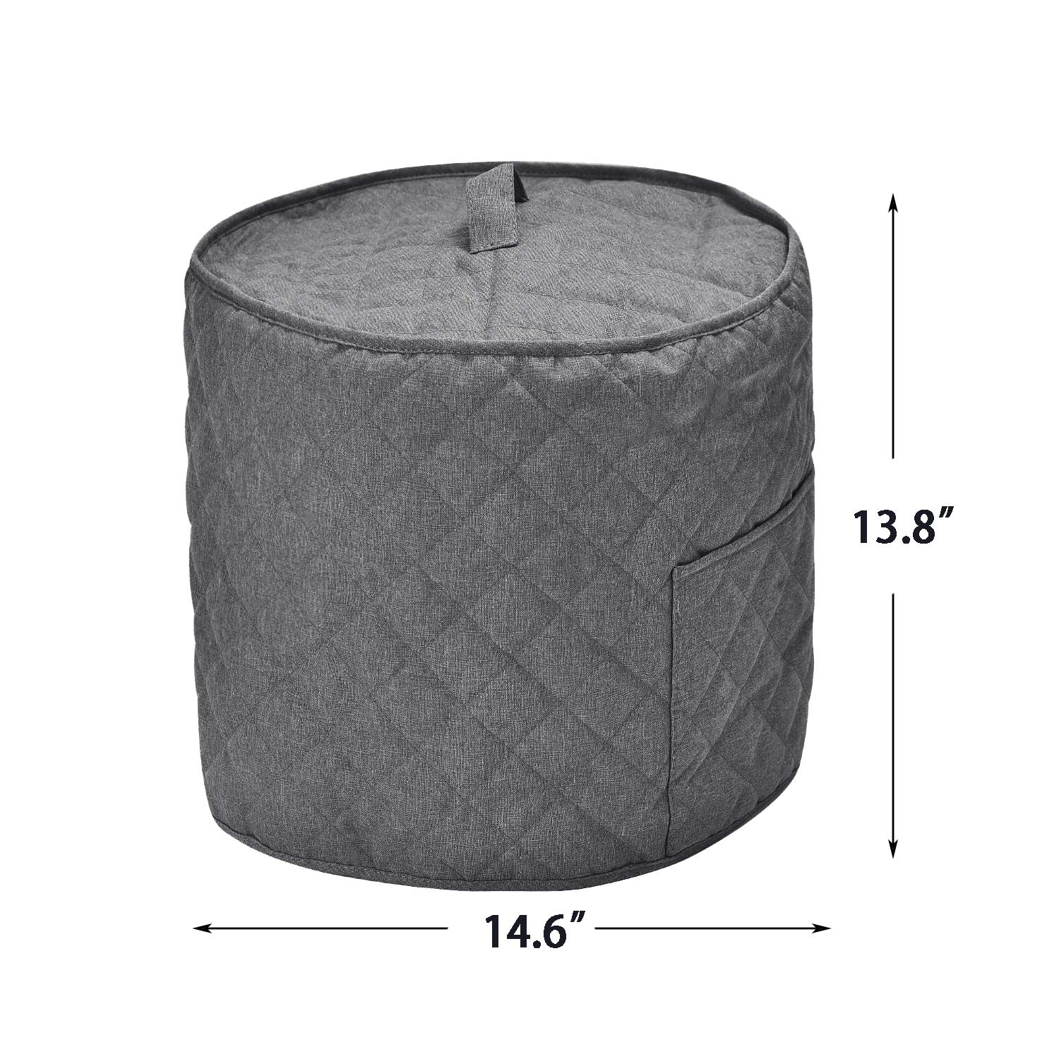 Dust Cover for Instant Pot Pressure Cooker, Cloth Cover with Pockets for Holding Extra Accessories, Waterproof Easy Cleaning,Can Ironable (Dark Gray, For 8 Quart Instant Pot)