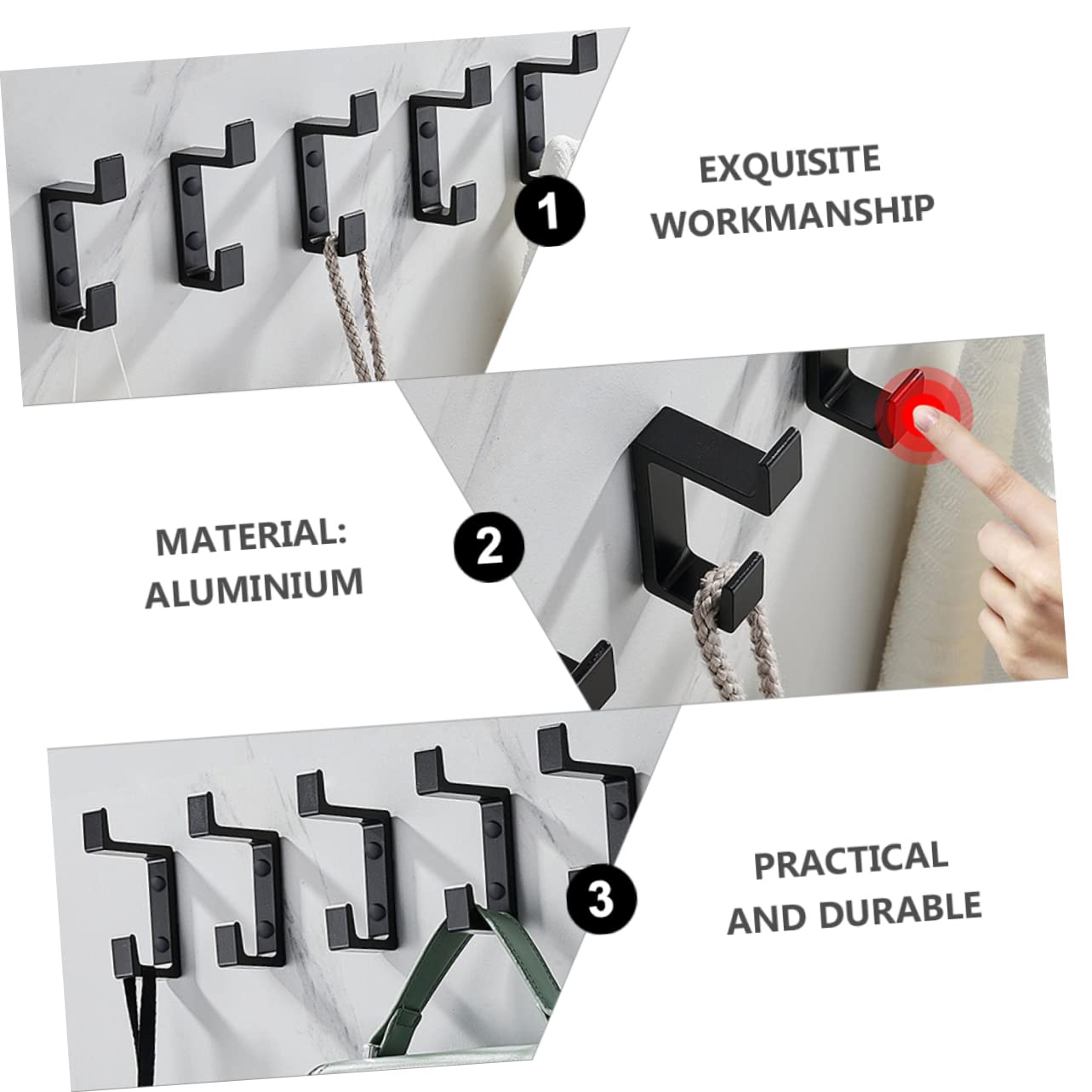 DOITOOL 6 pcs Household for Robe Shelves Heavy Hanger Hook Home Clo Coats Towel Hat Double Modern Key Stylish Bedroom Useful Durable Black Mounted Bathroom Entryway Rack Storage Coat