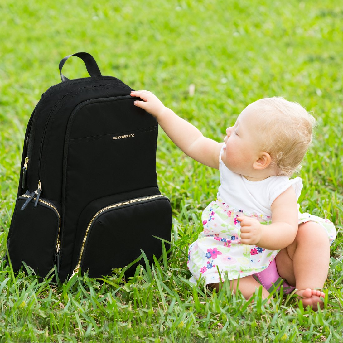 Ethan & Emma Baby Diaper Bag Backpack-Durable for Travel, Extra Storage -Black