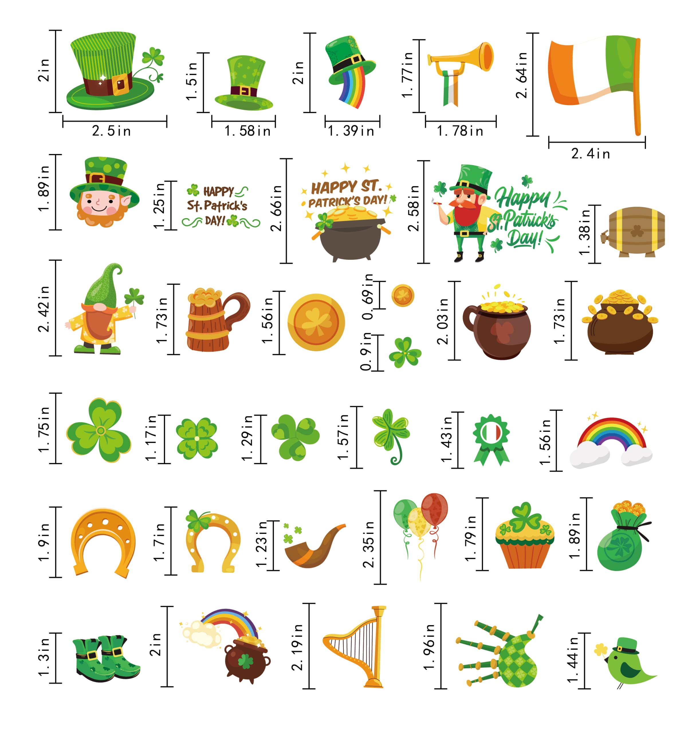 St.Patrick's Day Stickers Cute Shamrock Stickers Beer Party Decoration Sticker Irish Day Cake Baking Decoration Gold Coins Labels Stickers