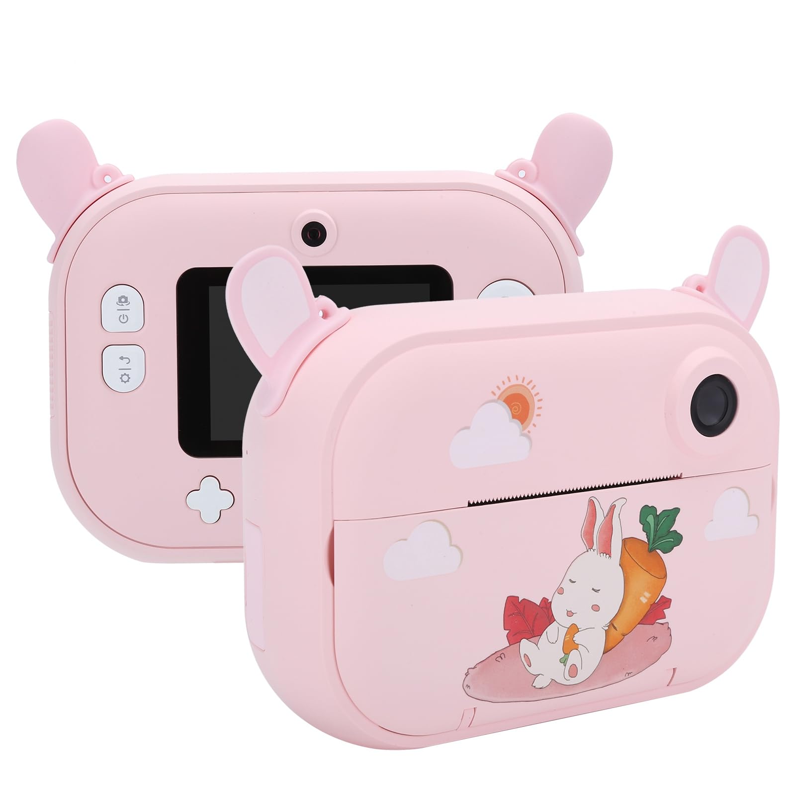EBTOOLS Kids Digital Camera, Print Kids Camera with Dual Camera Lens, Mini 2.4 Inch HD Cute Camera with Print PaperStickerColor Pens,Gifts for Girls and Boys