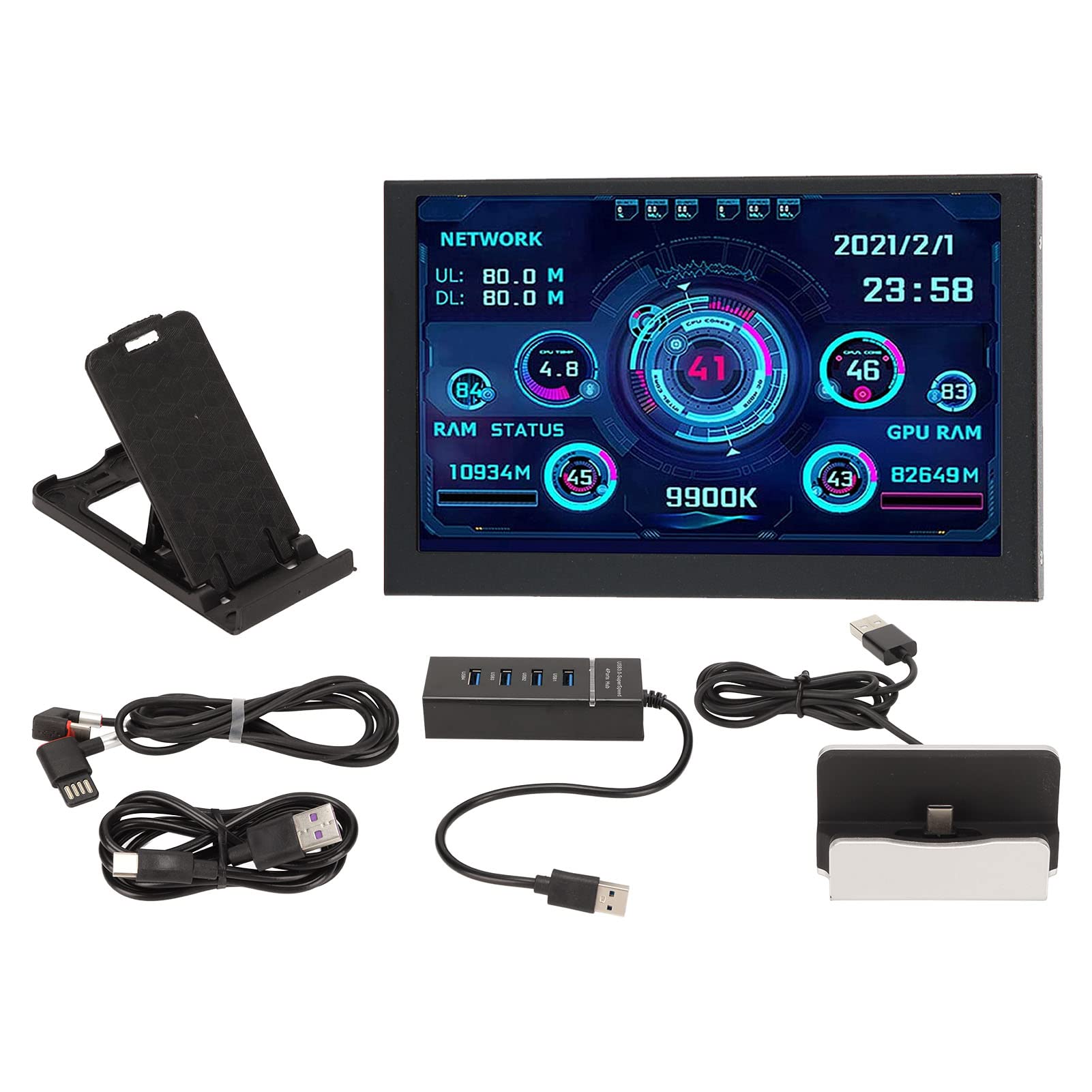 Hosi PC RAM Monitor, Computer Temp Monitor Theme Editor 800x480 5 Inch IPS for Laptop