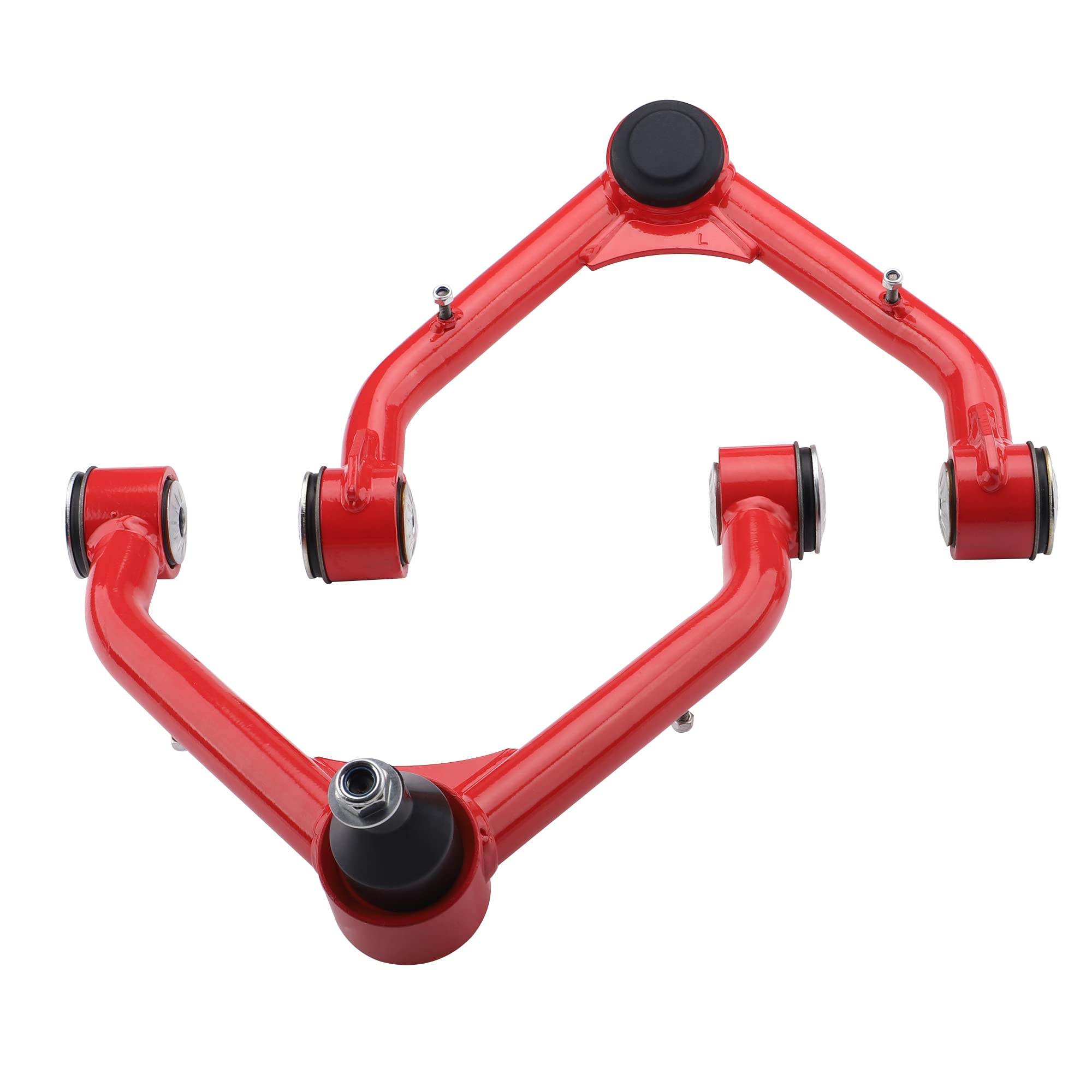 Front Upper Control Arms with Ball Joint For 2007-2018 Silverado 1500 GMC Sierra 1500, 2-4" Lift Suspension Adjustable Control Arms For 07-14 Yukon Avalanche Tahoe Suburban (Red)