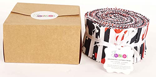 Soimoi 40Pcs Poker Card Print Cotton Precut Fabrics for Quilting Craft Strips 2.5 inches Jelly Roll - White & Black
