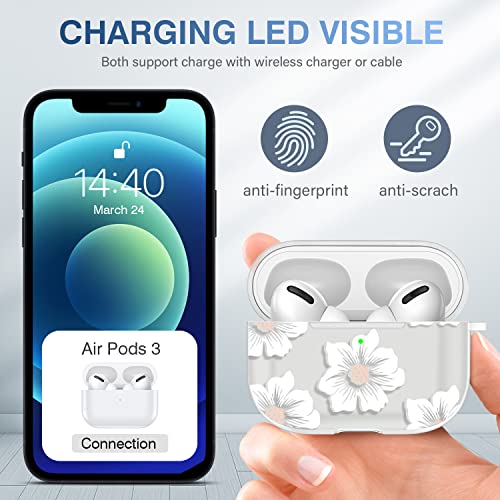 Maxjoy Airpods Pro 2nd Generation Case 2022,Cute Airpods Pro 2nd Generation Case, Airpods Pro 2 Case Cover with Keychain for Women Girls (Morning Flower)