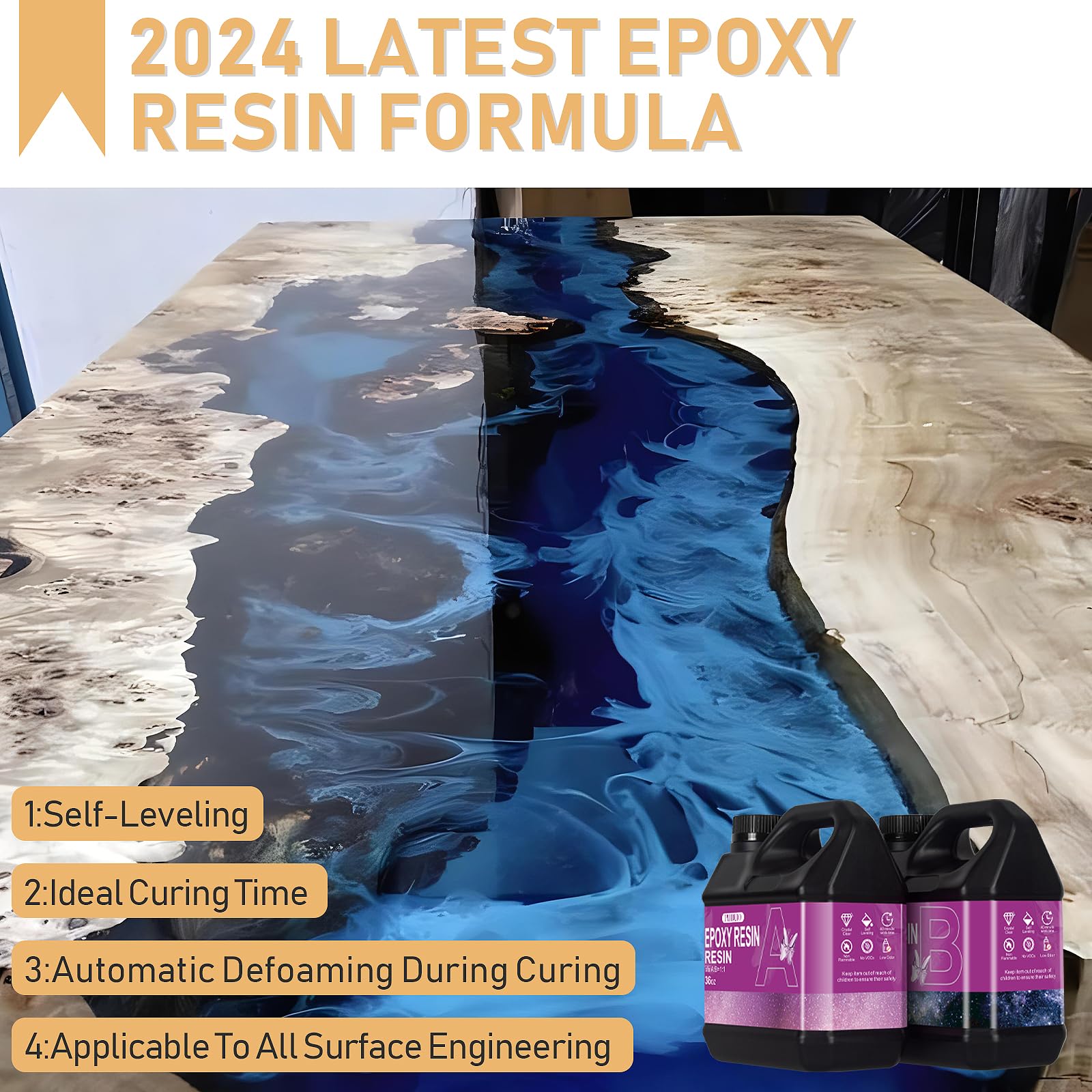 Puduo Epoxy Resin Kit 72OZ,Newly Formulated Crystal Clear Epoxy Resin,Strong, Bubble-Free, Anti-Yellowing Art Resin That,Suitable for Casting, DIY, Resin Art, Molds, Jewelry, Easy to Mix 1:1 Ratio