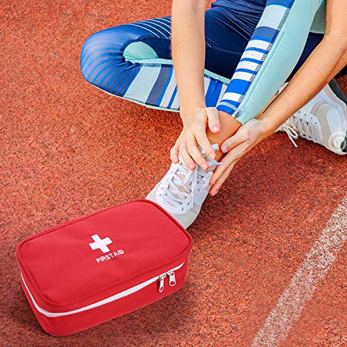 Ellsang First Aid Bags Empty, Portable Travel Medicine Bag for Camping Hiking Vehicle Motorcycle, Empty First Aid Bag for Home Emergency (Red)