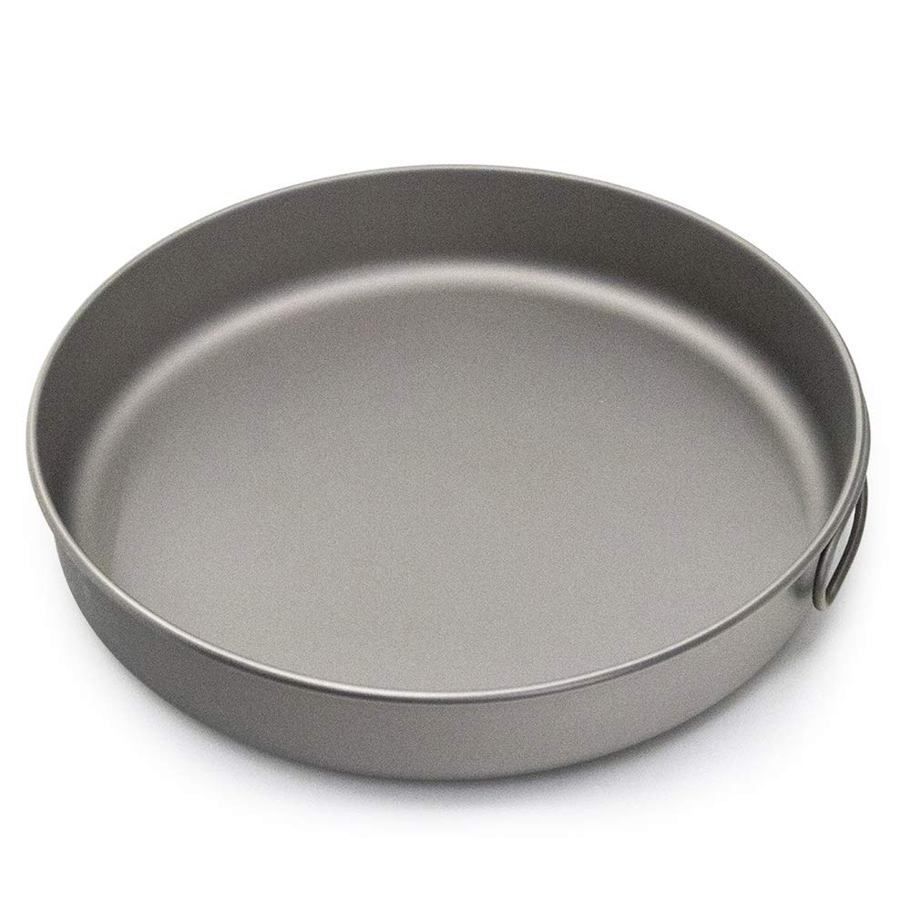 Doorslay Ultralight Titanium Frypan Titanium Pan with Folding Handle Outdoor Camping Hiking Picnic Cooking Frying Pan Skillet Griddle Tableware Cookware
