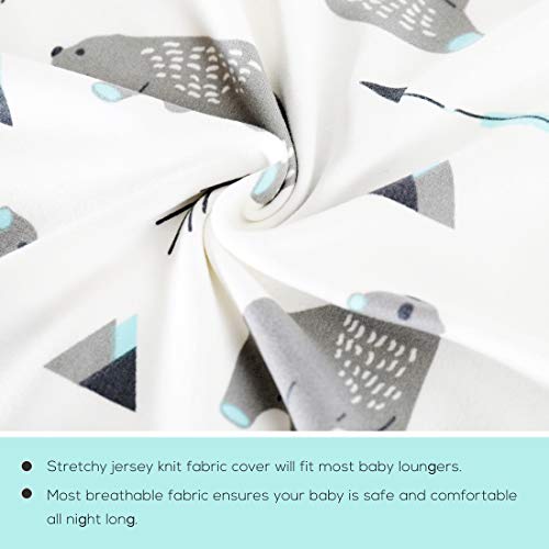 Stretchy Newborn Lounger Cover 2 Pack Sung Fitted Removable Slipcover,Ultra Soft Breathable,Owl & Bear