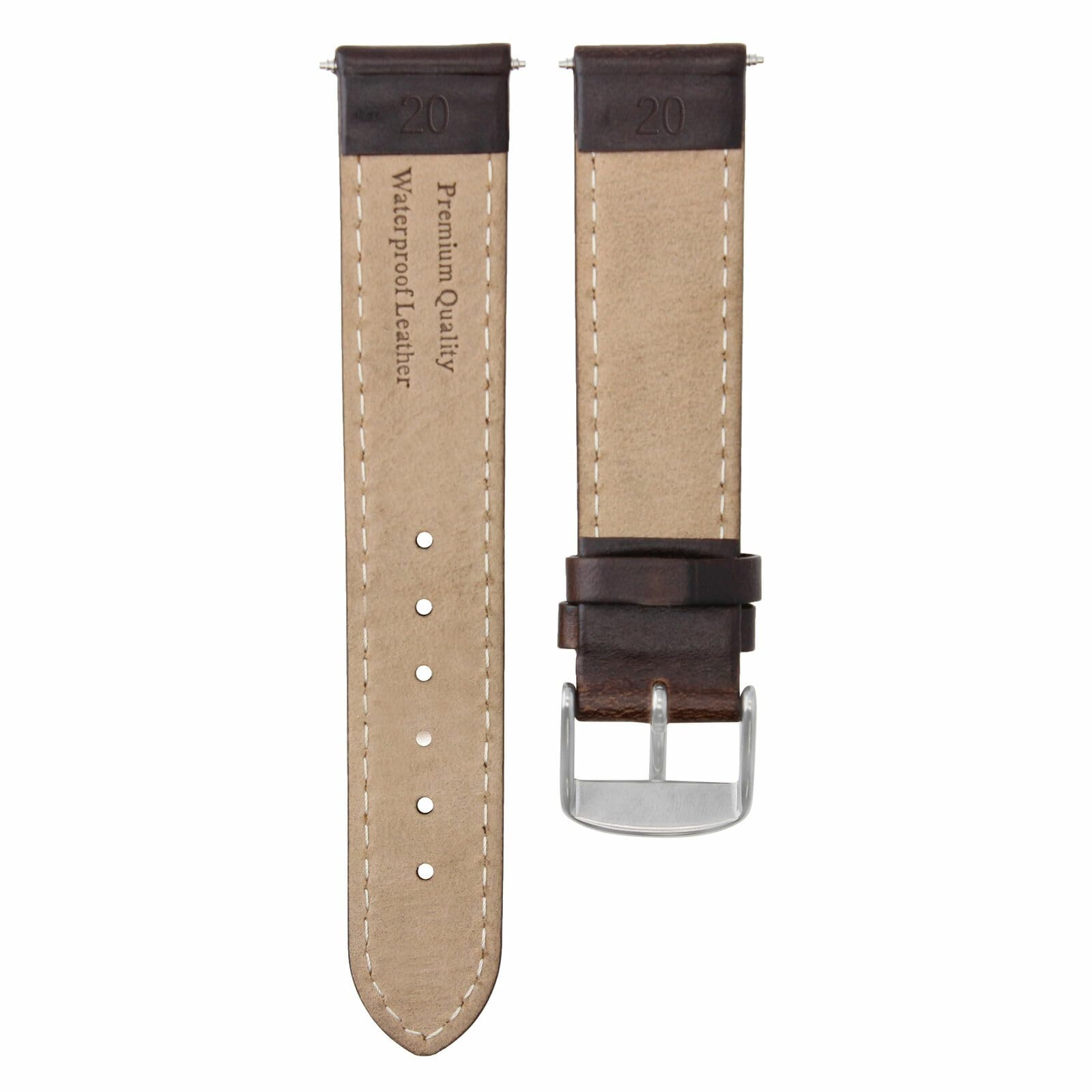 Ewatchparts 20MM SMOOTH LEATHER WATCH STRAP BAND COMPATIBLE WITH IWC PILOT PORTUGUESE TOP GUN BROWN WS
