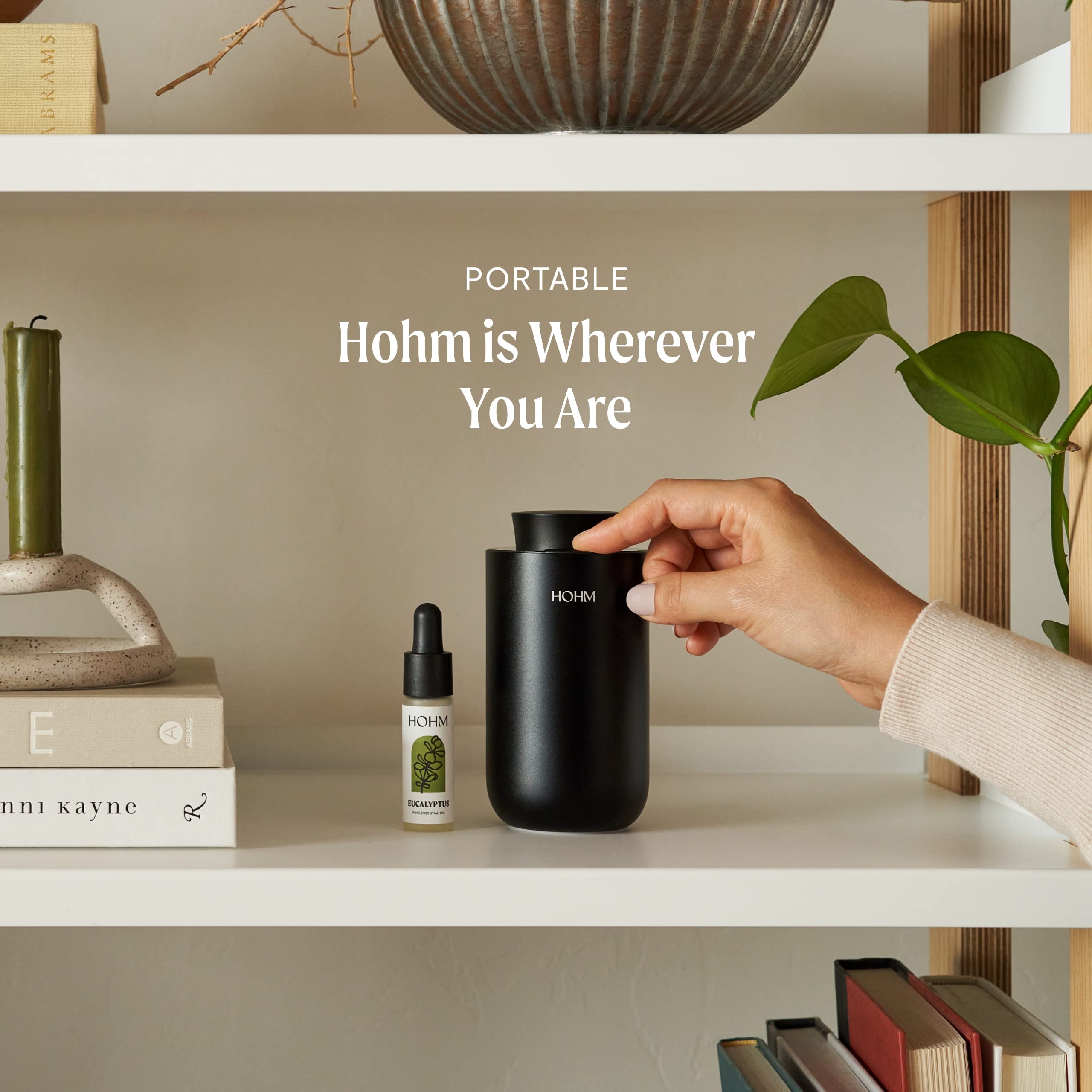 Hohm Vessel Diffuser - Portable Essential Oil Atomizer Diffuser for Essential Oils - Waterless Essential Oil Diffuser - Adjustable Scenting, Chargeable & 450 SQ-FT Coverage - Black