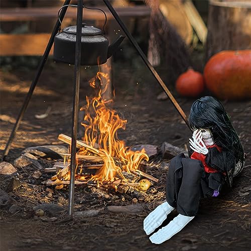 Halloween Crying Child Animatronics Outdoor Decor - Scary Skull Outside Halloween Yard Props Decoration,Spooky Halloween Animatronics with Horrible Weep