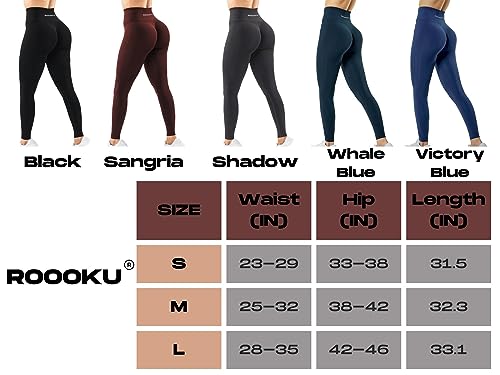 ROOOKU Uplift Squat Proof Workout Leggings for Women Anti-Ripped Scrunch Butt Lifting Gym Booty Seamless Yoga Pants (Black,S)