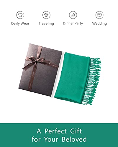EURKEA Women's Scarf Pashmina Silky Soft Shawls Wraps Stole for Evening, Wedding and Gift, Green