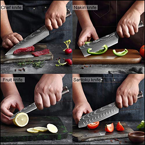 XITUO Kitchen chef Knife Set,8 Piece High Carbon Stainless Steel Knives Pakkawood Handle, Ultra Sharp Cooking Knife with Knife Sheath & Gift Box (8PCS Chef Knife Set)