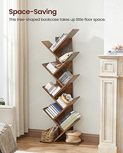 VASAGLE Bookshelf, 6-Tier Bookcase, Tall Display Shelf, Freestanding Storage Shelf, Room Divider &, 8-Tier Floor Standing Tree Bookshelf, with Shelves for Living Room, Home Office