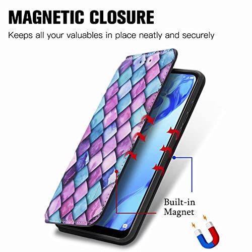 FTRONGRT Case for Tecno POP 4, with Mobile Phone Holder, Fall-Proof, Suitable for Tecno POP 4 Folding Mobile Phone Leather Protective Shell.Purple Scales