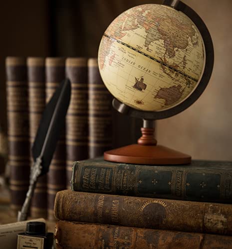 SGT Traditional Decorative Wooden base 2021 Updated World Globe Educational Geography Office Wedding School Gift 9 inches tall 5 inches wide