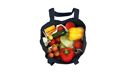 JOORY Premium Cotton Canvas Tote Bag with 6 Internal Pockets β Washable Heavy-Duty Cotton Canvas Bag with Reinforced Stitching Dark Blue