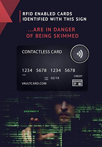 VAULTCARD - RFID Blocking & Jamming Credit & Debit Card Protection for your wallet and passport/NFC Jamming card, protects several cards at the same time