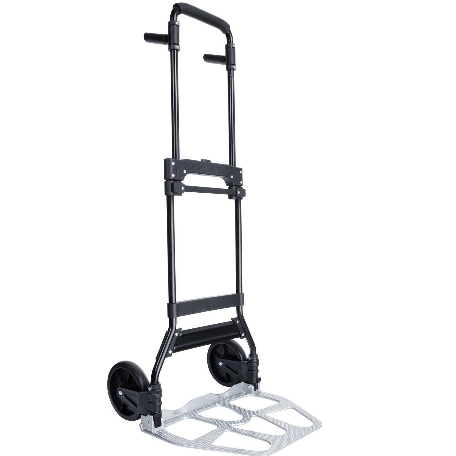 Nellyke Hand Truck Dolly Foldable,330LB Capacity Aluminum Folding Hand Cart,Heavy Duty Hand Truck Foldable Dolly with Swivel Handle,Folding Dolly Trolley with TPR Wheels for Moving