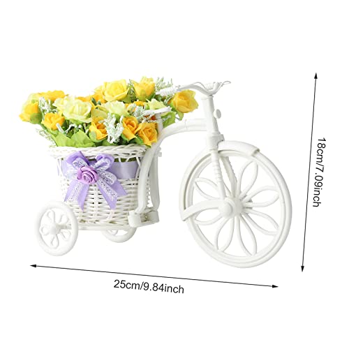 DAMEING Bicycle Artificial Flower Tricycle Flower Basket Garden Nostalgic Bicycle Artificial Flower Decor Plant Stand Mini Bicycle Flower Stand for Home Wedding Decoration