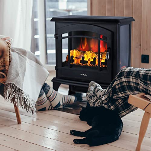TURBRO Suburbs TS23 Electric Fireplace Heater, 23β FREESTANDING Fireplace Stove with Realistic Adjustable Flame Effect - CSA Certified - OVERHEATING Safety Protection - Remote Control - 1400W, Black
