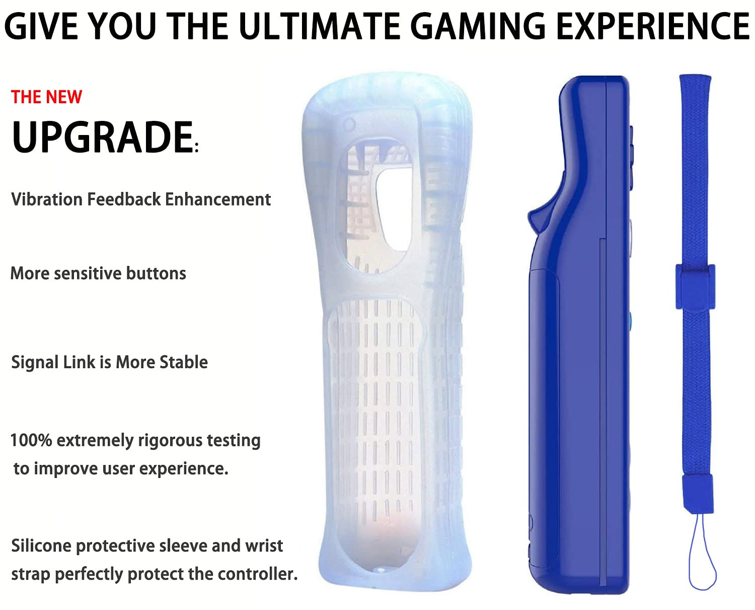 ZeroStory 2 Packs Classic Wireless Controller Compatible for Wii and Wii U Console, Gamepad with Silicone Case and Wrist Strap (Red and Dark Blue)
