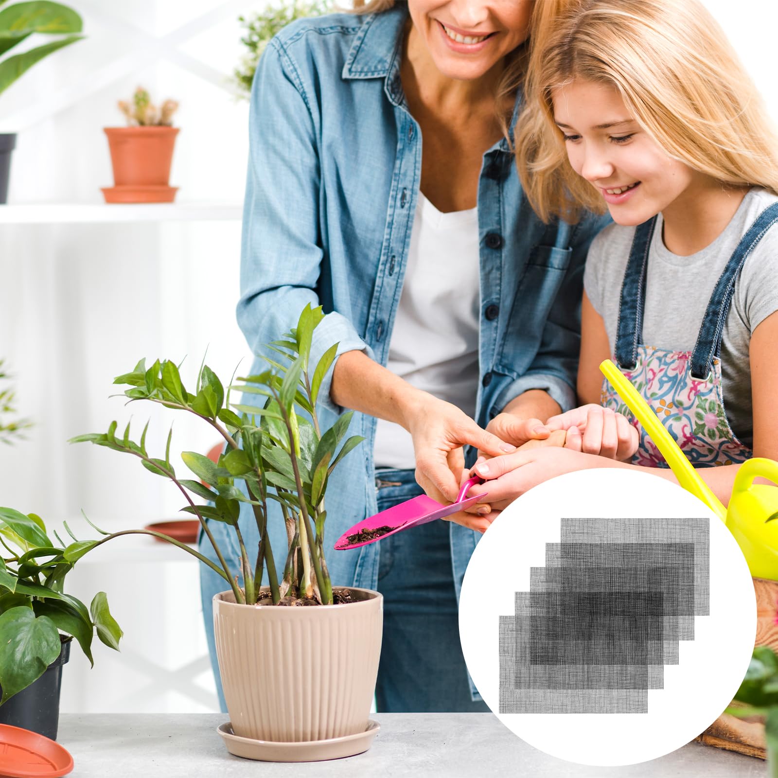 Flower Pot Hole Mesh Pad 5PCS 11.8 X 7.8 Inch Plastic Mesh Screen DIY Drainage Netting Pot Bottom Grid Mat Plant Drainage Screen Mesh Bonsai Mesh Keep Soil from Flowing Away
