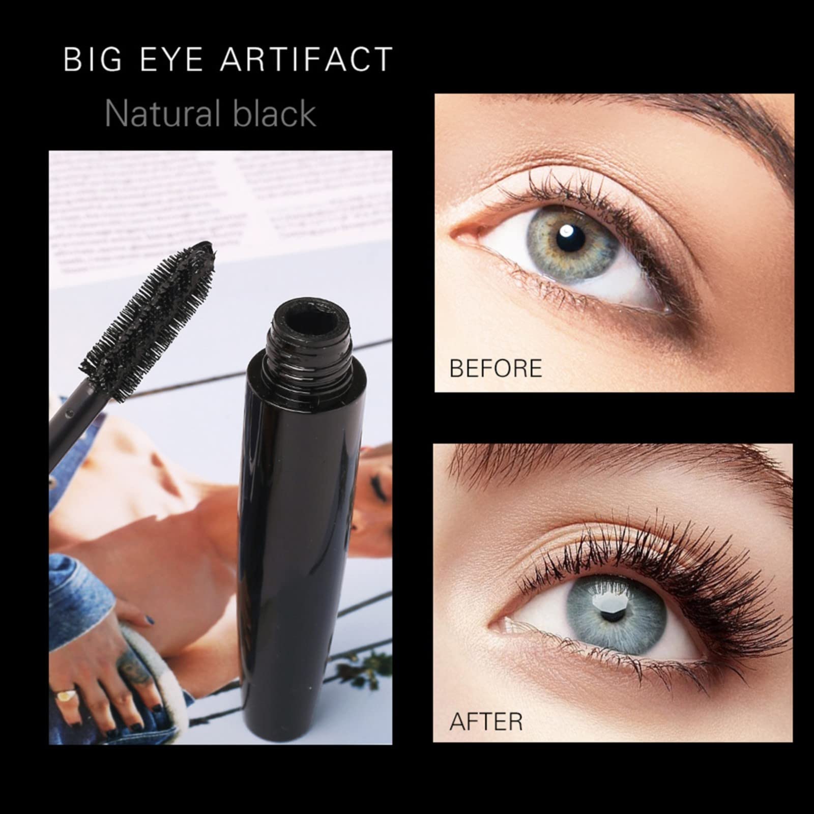 Fiber Lash Mascara Waterproof Luxuriously Longer Thicker Voluminous Eyelashes Long Lasting Dramatic Extension Stain Proof Weak Allergy Formula Better than Sex (Black, One Size)
