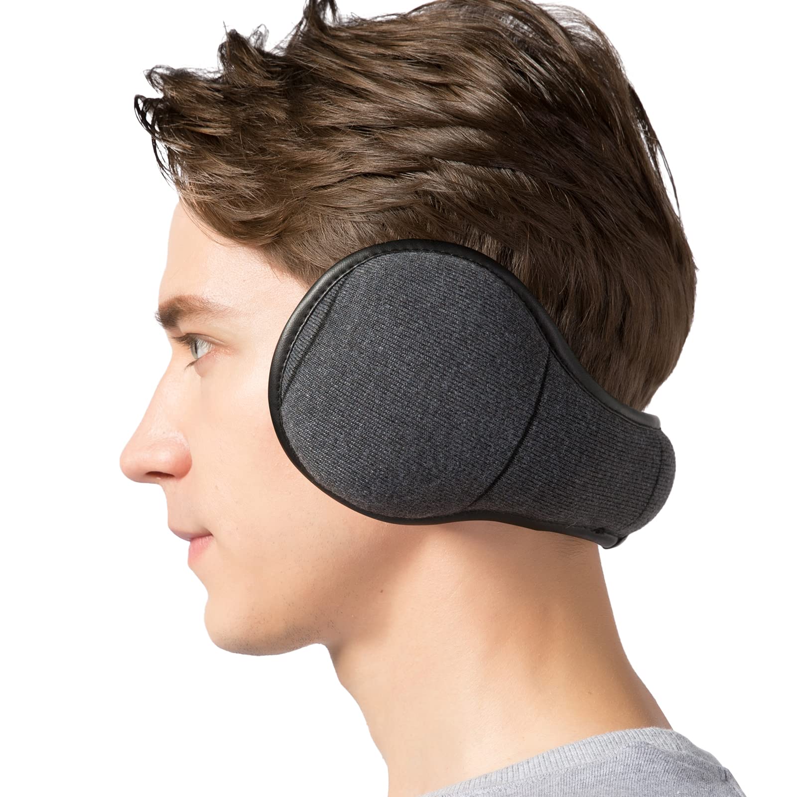Ear Muffs for Winter Men Women, Fleece Ear Warmer for Cold Weather, Behind the Head Adjustable Foldable Earmuffs