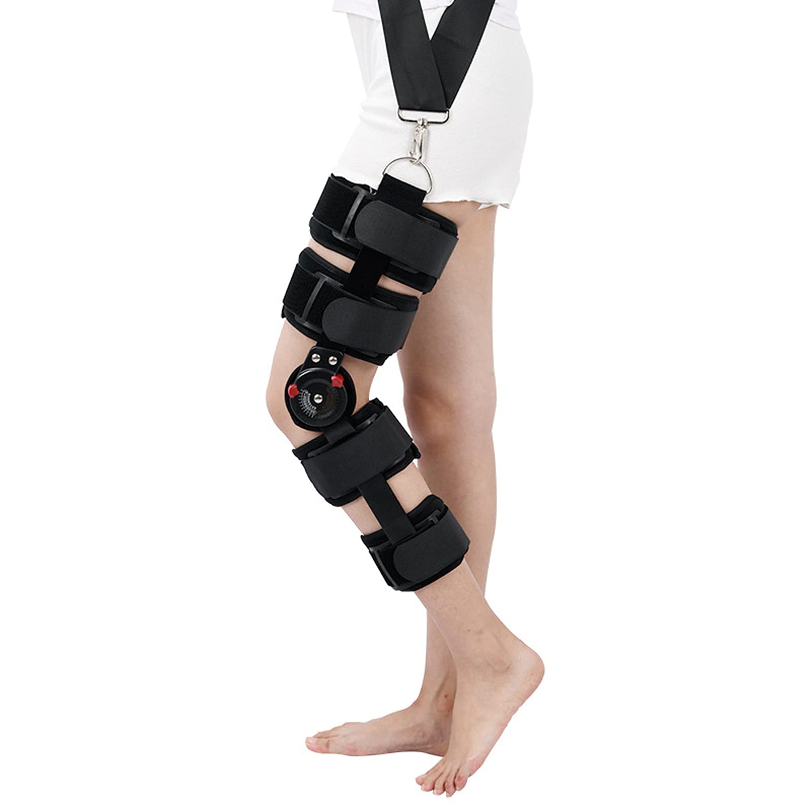 DXDUI Hinged Knee Brace Leg Immobilizer Adjustable Lightweight and Breathable Recovery Support Ligament Injuries Relief Knee Joint Pain Left and Right