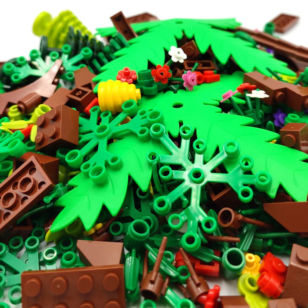 ZHX Garden Park Building Block Parts Botanical Scenery Accessories Plant Set Building Bricks Toy Trees Flowers Compatible All Major Brands (Without Baseplate)