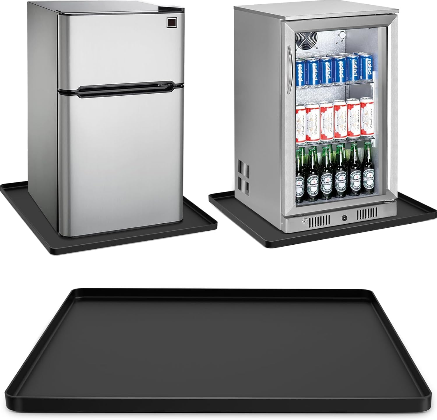 HOUSEASSIST Mini Fridge Silicone Mat with Raised Edges 24" x 24" Water Leakage Moldy and Floor Damage for Elecrical Equipment Such as Washing Machines Dryer Mini Fridge