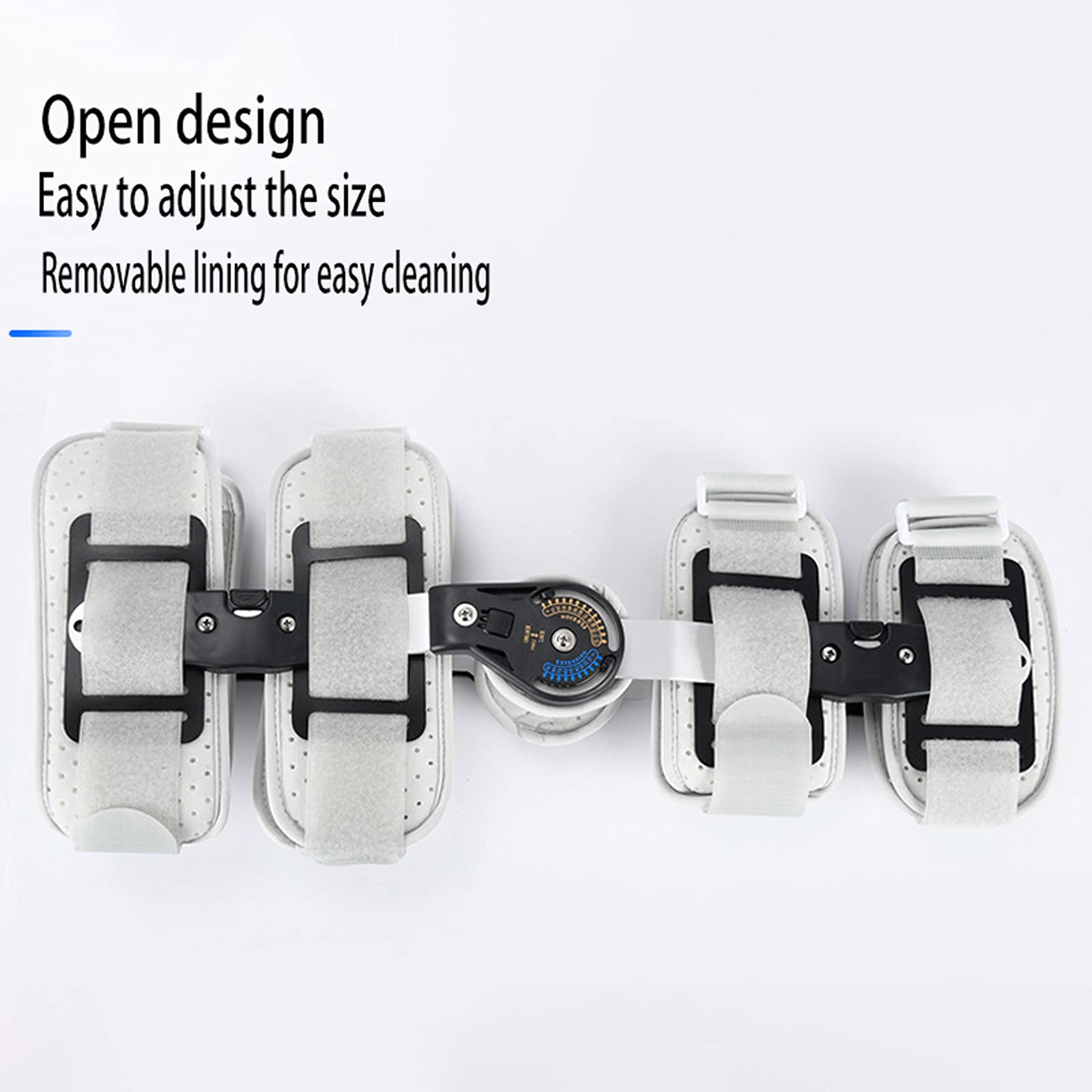 DXDUI Universal Hinged Knee Brace Adjustable with Shoulder Strap Post Op Knee Support Orthosis for Ligament Injuries Relief Knee Joint Pain,Black,Right